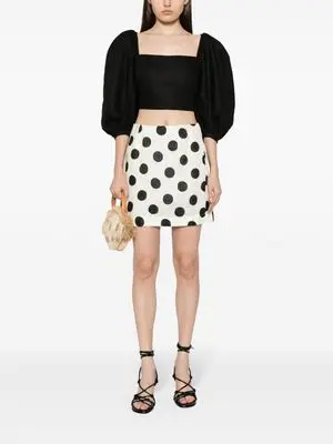 CALA DE LA CRUZ Lulo Polka Dot Linen Skirt