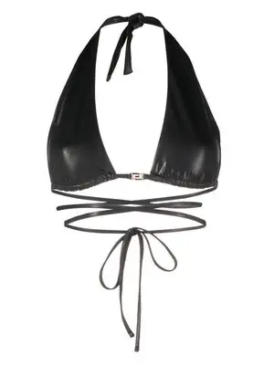 Versace Greca-detailed Triangle Bikini Top - Black