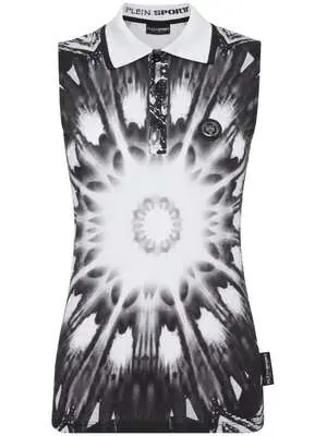 PLEIN SPORT Logo-print Sleeveless Polo Top