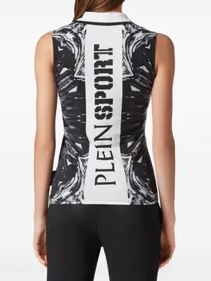 PLEIN SPORT Logo-print Sleeveless Polo Top