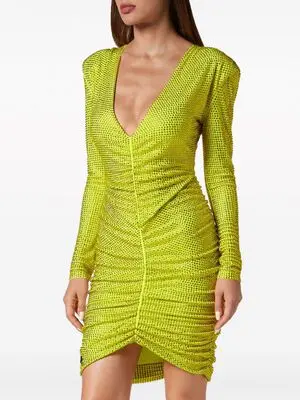 Philipp Plein Rhinestone-embellished Mini Dress - Yellow
