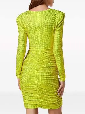 Philipp Plein Rhinestone-embellished Mini Dress - Yellow