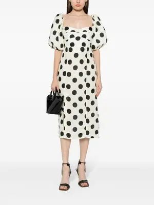 CALA DE LA CRUZ Chia Polka Dot Linen Dress