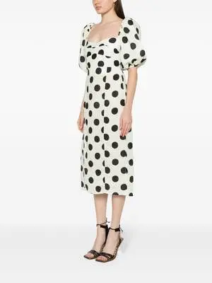 CALA DE LA CRUZ Chia Polka Dot Linen Dress