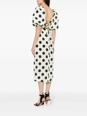 CALA DE LA CRUZ Chia Polka Dot Linen Dress