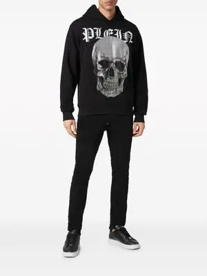 Philipp Plein Skull-print Rhinestone Hoodie - Black