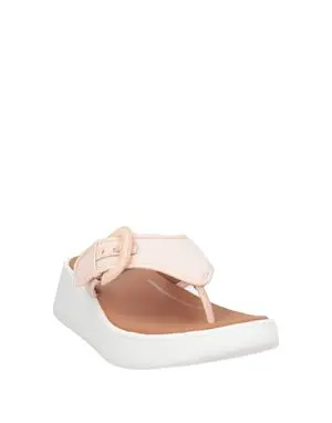 Fitflop Leather And Textile Thong Sandals With Buckle Fastening - Pink