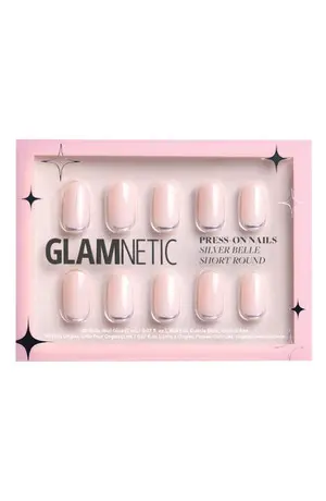 GLAMNETIC Short Round Press-on Nails Set - Silver Belle