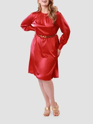 GABRIELLA ROSSETTI Natalia Stretch Silk Long-sleeve Dress