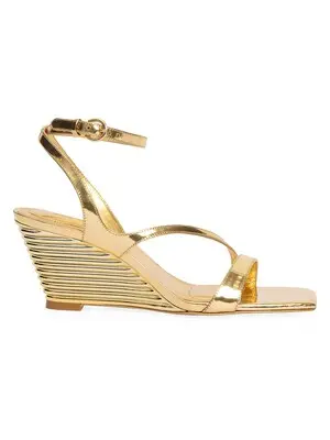 Simkhai Women's Rola 65MM Metallic Leather Wedge Sandals - Gold  - Gold
