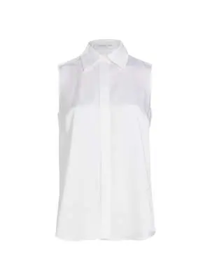 Michael Kors Women's Sleeveless Charmeuse Blouse - Optic White Optic White