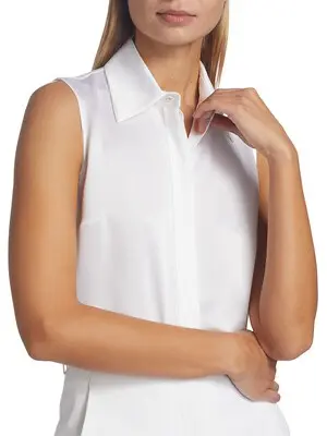 Michael Kors Sleeveless Charmeuse Blouse - Optic White