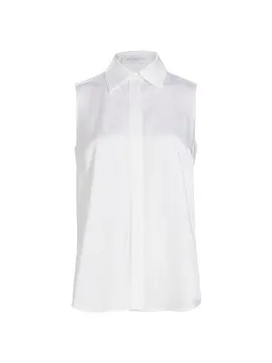 Michael Kors Sleeveless Charmeuse Blouse - Optic White