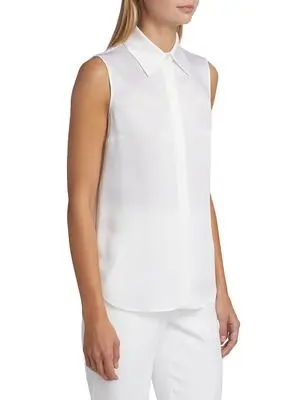 Michael Kors Sleeveless Charmeuse Blouse - Optic White