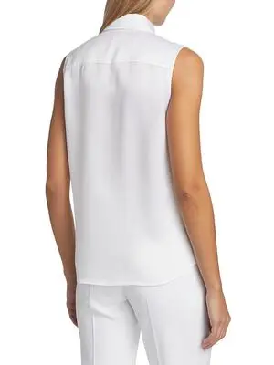 Michael Kors Sleeveless Charmeuse Blouse - Optic White