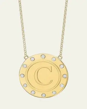 TRACEE NICHOLS Tracee Nichols 14K Gold Initial Token Diamond Necklace C