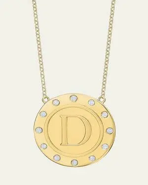 TRACEE NICHOLS 14k Gold Initial Token Diamond Necklace - D
