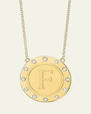 TRACEE NICHOLS Tracee Nichols 14K Gold Initial Token Diamond Necklace F
