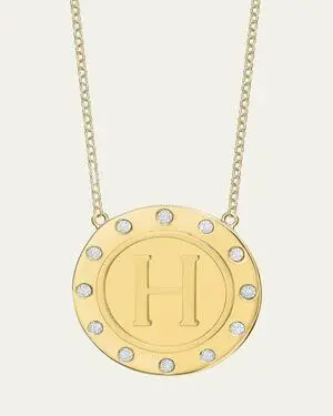 TRACEE NICHOLS 14k Gold Initial Token Diamond Necklace - H