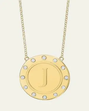 TRACEE NICHOLS Tracee Nichols 14K Gold Initial Token Diamond Necklace J