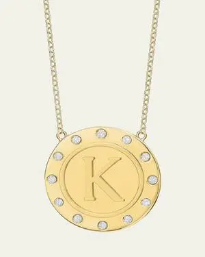 TRACEE NICHOLS Tracee Nichols 14K Gold Initial Token Diamond Necklace K