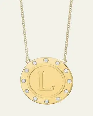 TRACEE NICHOLS Tracee Nichols 14K Gold Initial Token Diamond Necklace L