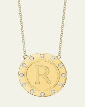 TRACEE NICHOLS Tracee Nichols 14K Gold Initial Token Diamond Necklace R