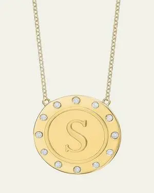 TRACEE NICHOLS 14k Gold Initial Token Diamond Necklace - S