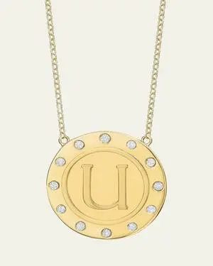 TRACEE NICHOLS 14k Gold Initial Token Diamond Necklace - U