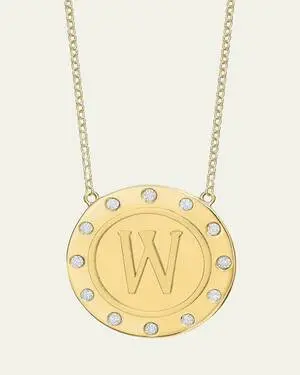 TRACEE NICHOLS Tracee Nichols 14K Gold Initial Token Diamond Necklace W