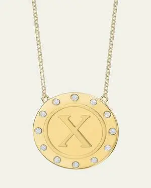 TRACEE NICHOLS Tracee Nichols 14K Gold Initial Token Diamond Necklace X