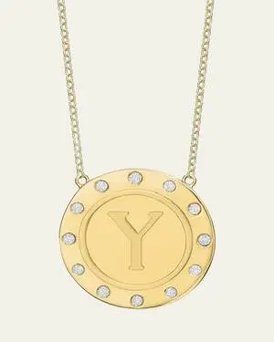 TRACEE NICHOLS 14k Gold Initial Token Diamond Necklace - Y