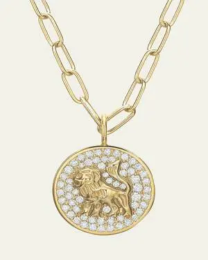 TRACEE NICHOLS 14k Mini Lion Pave Diamond Token Necklace