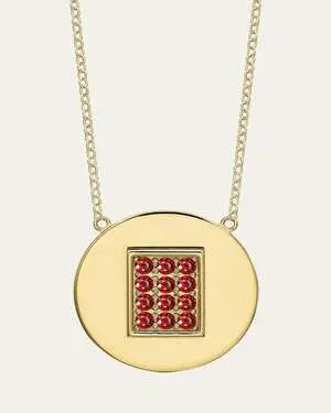 TRACEE NICHOLS Tracee Nichols 14K Gold Garnet Token Pendant Necklace Garnet