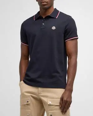 Moncler Tipped Polo Shirt - Blue