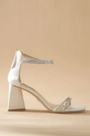 Badgley Mischka Lillie Block Heels - White