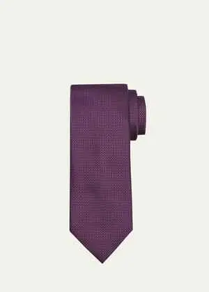 Zegna Micro-Geometric Jacquard Silk Tie Medium Purple