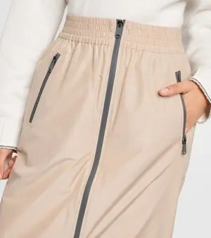 Brunello Cucinelli Zip-up Taffeta Maxi Skirt - Brown