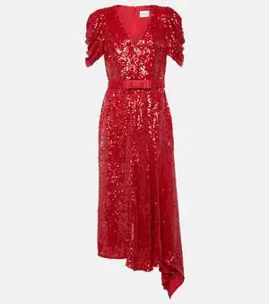 Erdem Asymmetric Sequined Midi Dress