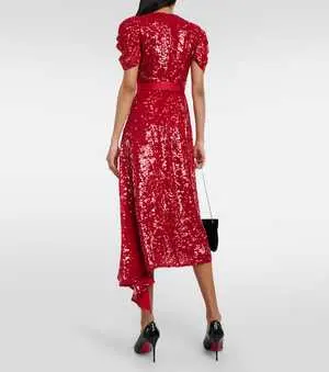 Erdem Asymmetric Sequined Midi Dress
