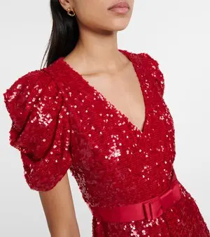 Erdem Asymmetric Sequined Midi Dress