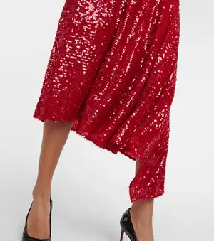 Erdem Asymmetric Sequined Midi Dress