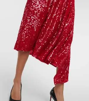 Erdem Asymmetric Sequined Midi Dress