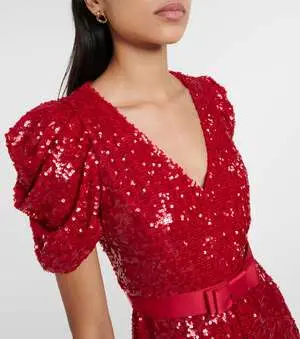 Erdem Asymmetric Sequined Midi Dress