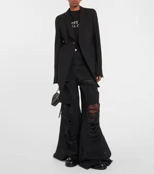 Vetements Distressed Wide-leg Jeans - Black