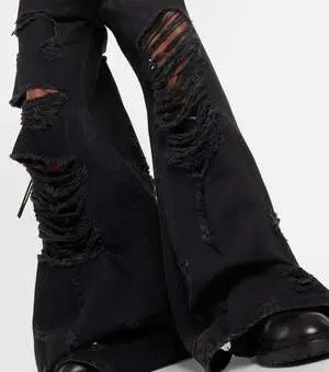 Vetements Distressed Wide-leg Jeans - Black