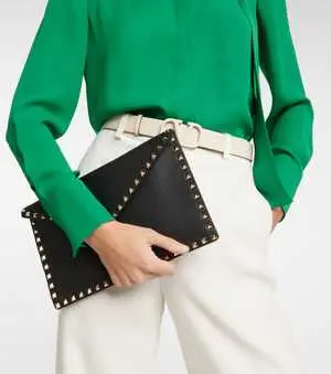 Valentino Garavani Rockstud Leather Clutch - Black