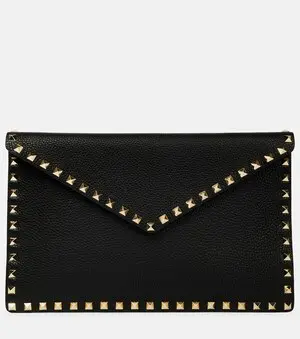 Valentino Garavani Rockstud Leather Clutch - Black