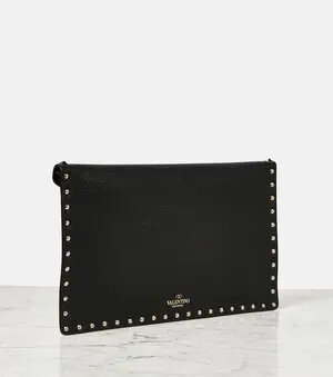 Valentino Garavani Rockstud Leather Clutch - Black