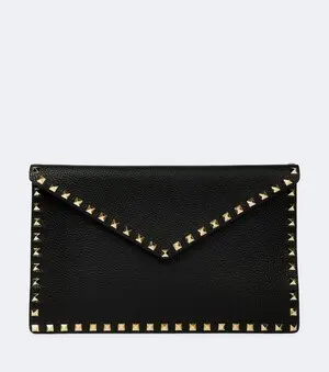 Valentino Garavani Rockstud Leather Clutch - Black